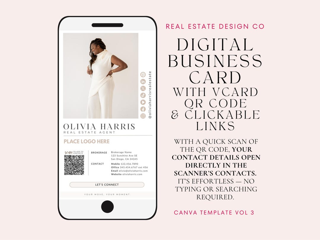 Digital Business Card With QR Code & Clickable Links, Scanned QR Code ...