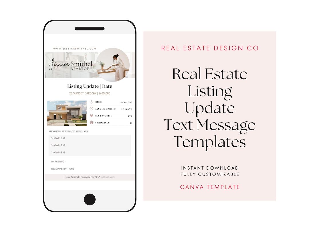 Seller Listing Update Text Message Canva Template Realtor Marketing ...