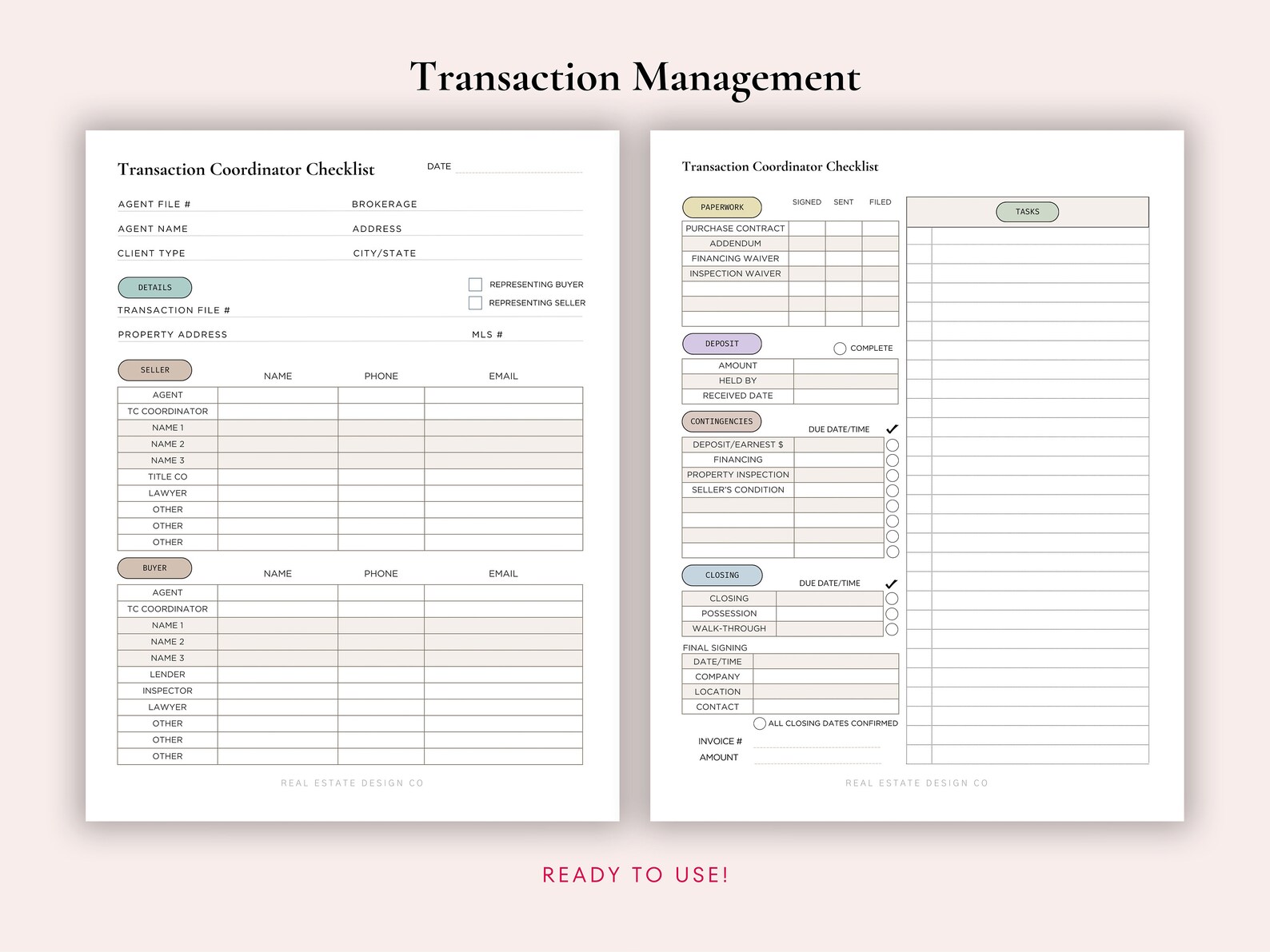 Transaction Coordinator Checklist Canva Template Real Estate ...