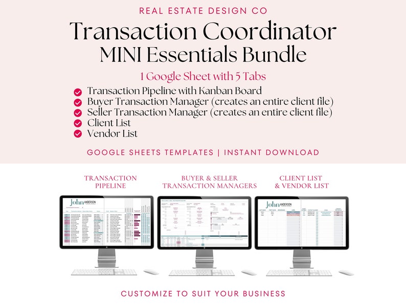 Transaction Coordinator Google Sheets Mini Bundle, Transaction Pipeline ...