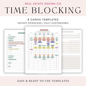 Real Estate Agent Time Blocking Planner Canva Template, Daily Weekly ...