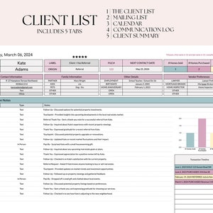 Real Estate Client List Google Sheets Spreadsheet With Follow-up ...