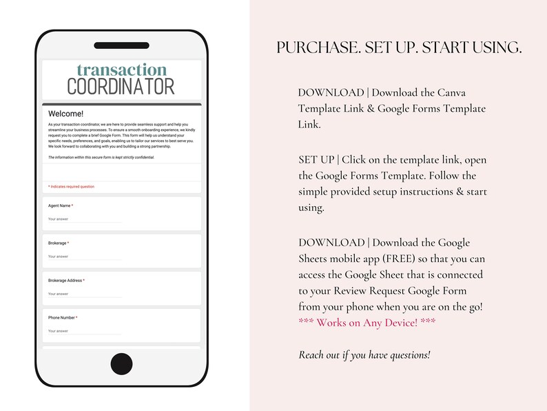 Transaction Coordinator Google Forms Templates Client Inquiry - Etsy