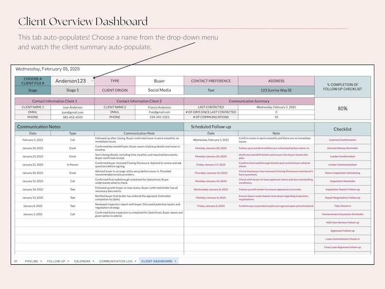 Real Estate Agent Follow-up Tracker: Client Management Google Sheets ...