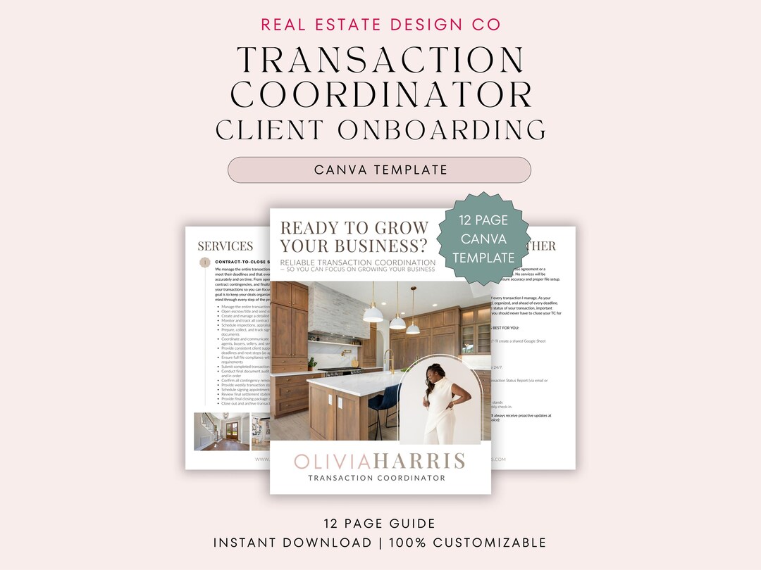 Transaction Coordinator Onboarding Template | Client Welcome Packet for ...
