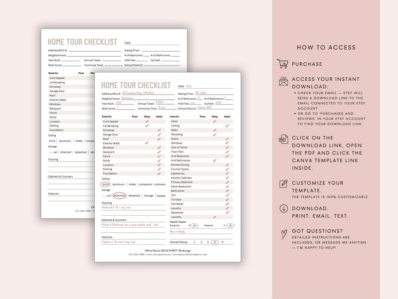 Real Estate Buyer Home Tour Checklist, Showing Feedback, Househunting ...