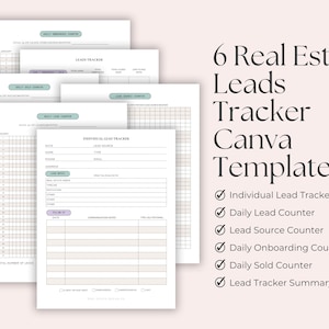Real Estate Leads Tracker Canva Template, Track Individual Leads, Track ...
