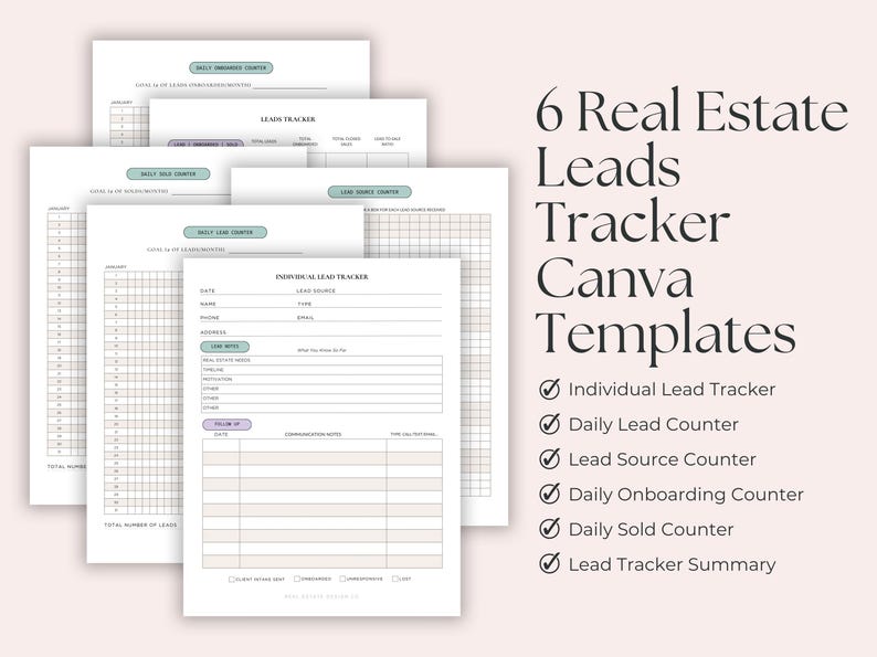 Real Estate Leads Tracker Canva Template, Track Individual Leads, Track ...