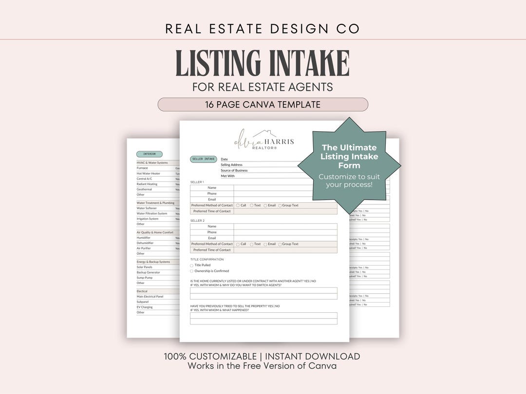 Real Estate Listing Presentation Property Intake, Listing Appointment ...