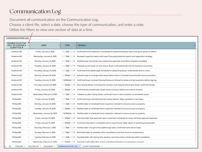 Real Estate Agent Follow-up Tracker: Client Management Google Sheets ...