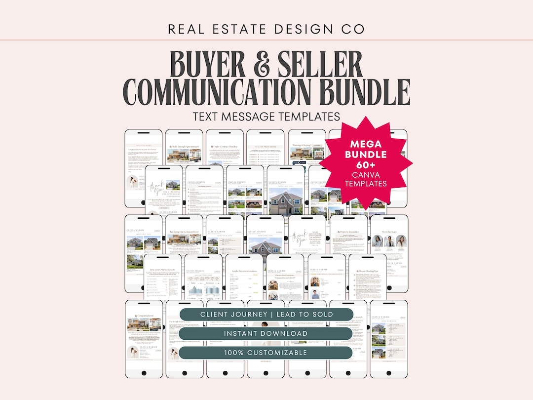 Real Estate Text Message Bundle, Buyer & Seller Client Communication ...