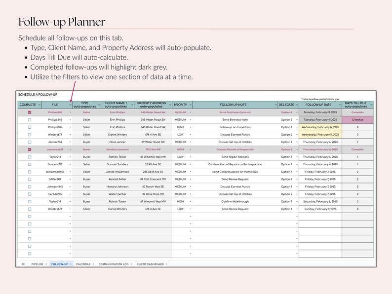 Real Estate Agent Follow-up Tracker: Client Management Google Sheets ...