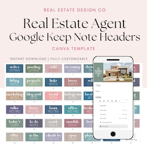 Google Keep Note Headers Real Estate Canva Template, Tools to Organize ...