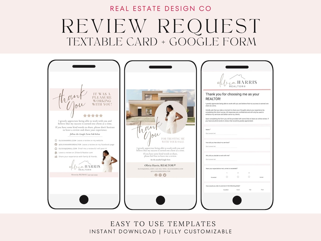 Review Request Real Estate Google Form Plus Text Message Template Agent ...