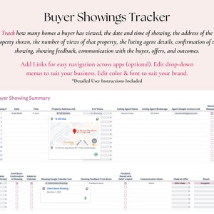 Real Estate Buyer Showings Tracker Listing Showings Tracker Google ...