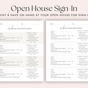 Real Estate Open House Canva Templates, Sign-in Sheet, Feedback Form ...