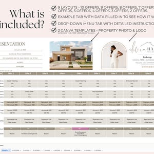 Real Estate Multiple Offer Comparison Presentation Google Sheets Spreadsheet With Agent Logo ...