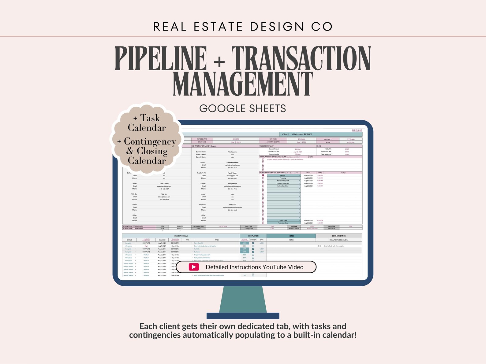 Real Estate Transaction Management System, Pipeline, Task Calendar ...