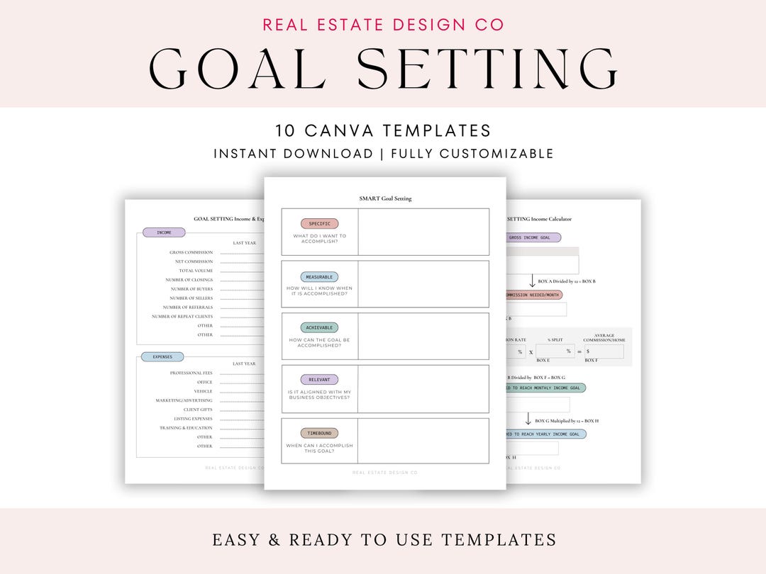 Real Estate Goal Setting, Year in Review, Real Estate Agent Canva ...