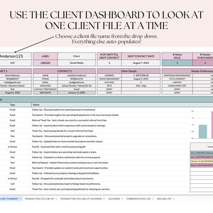 Real Estate Client List Google Sheets Spreadsheet CRM With Follow-up ...