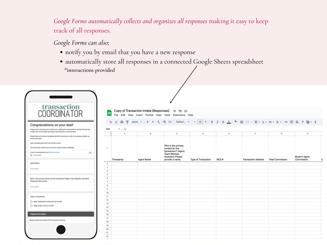 Transaction Coordinator Google Forms Templates Client Inquiry - Etsy