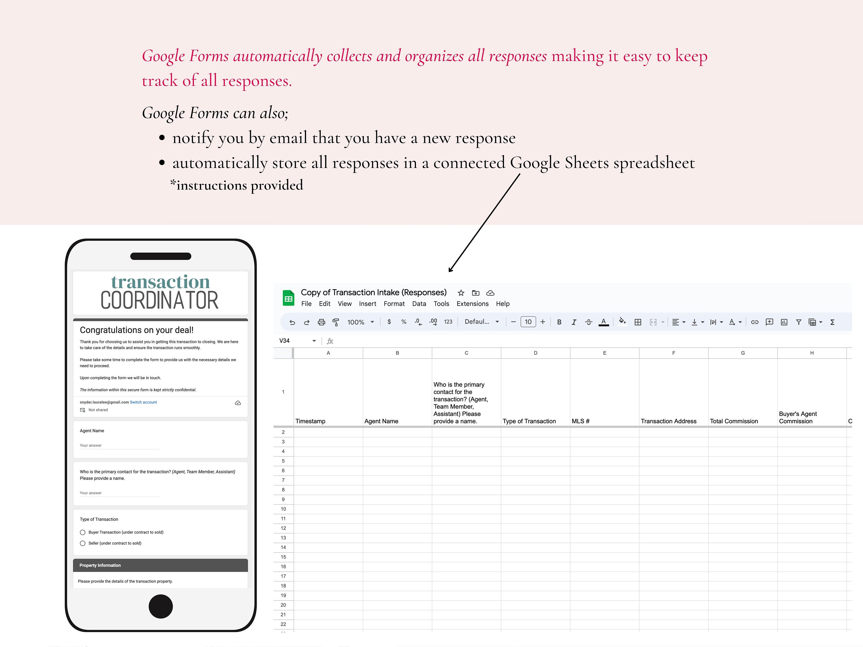 Transaction Coordinator Google Forms Templates Client Inquiry - Etsy