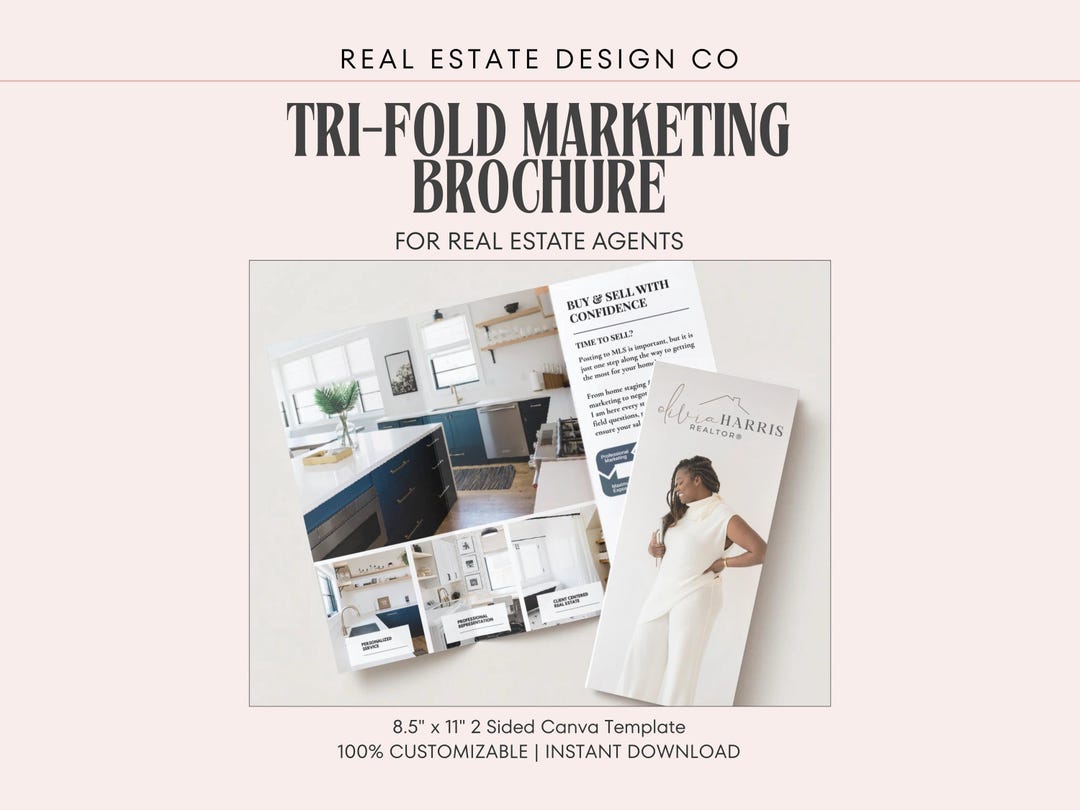 Real Estate Tri-fold Brochure Canva Template, Agent Marketing ...