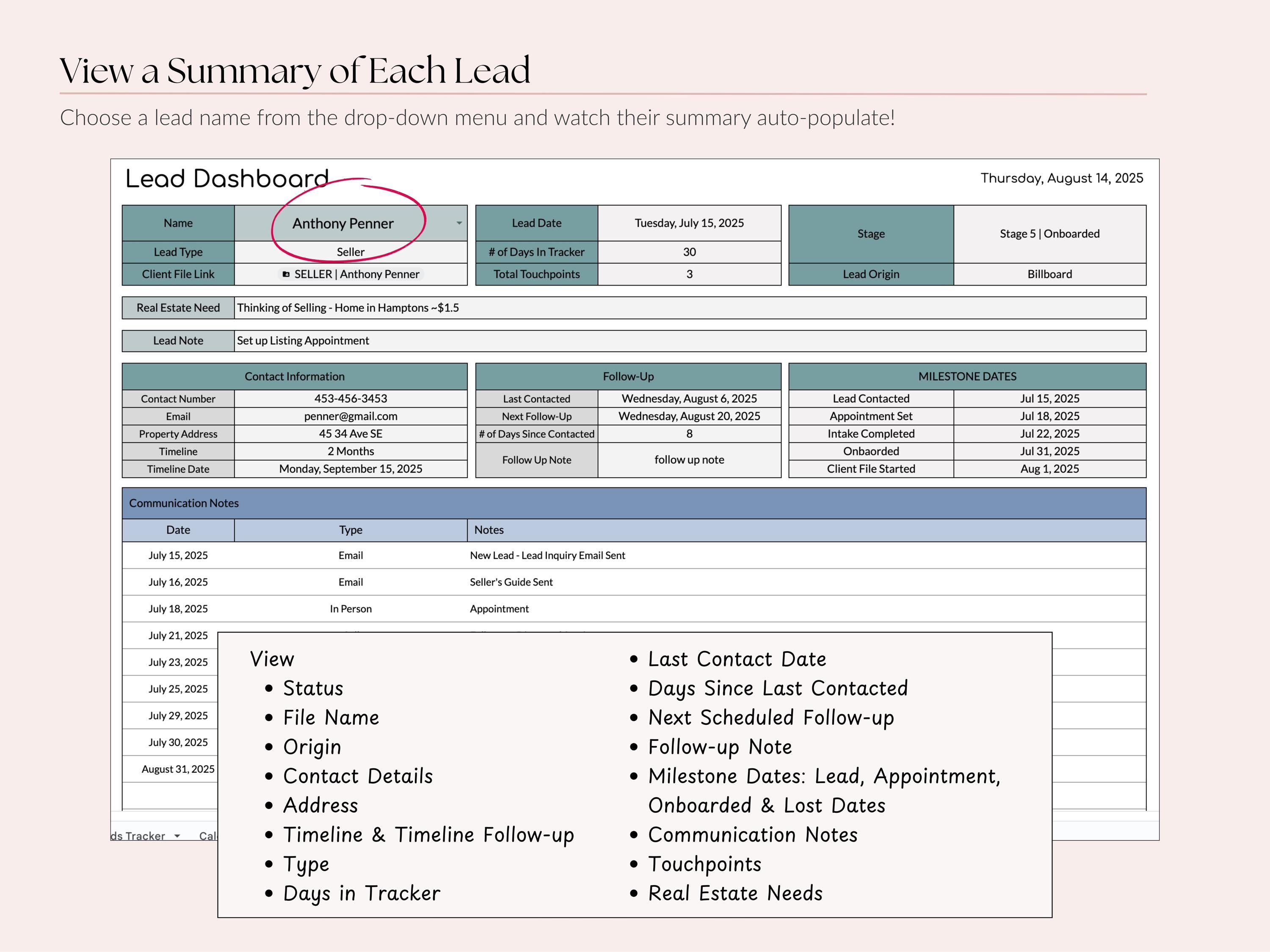 Real Estate Lead Tracker: Google Sheets, Pipeline, Dashboard ...