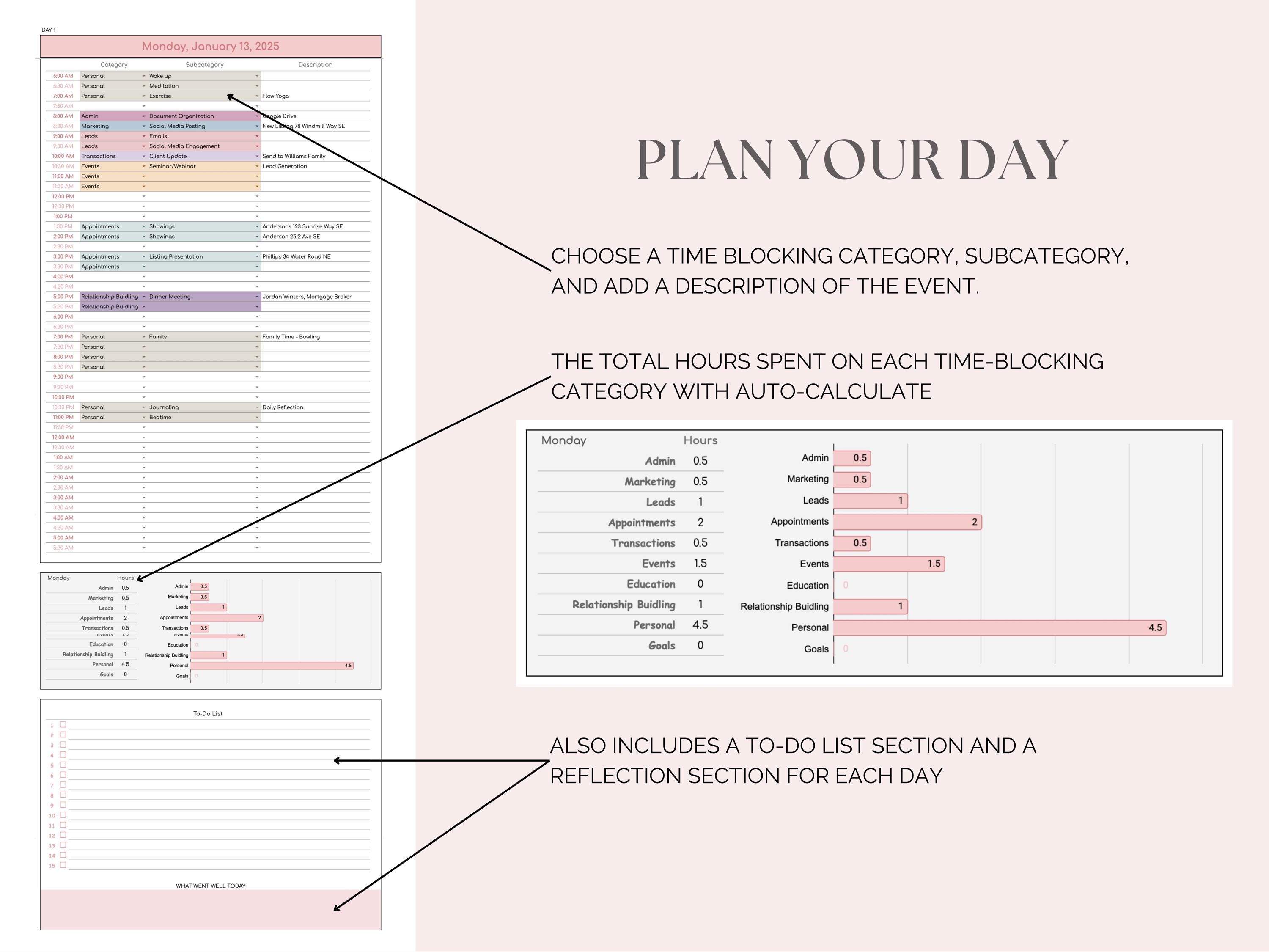 Time Blocking Digital Planner: Weekly Calendar, to Do List, Habit ...