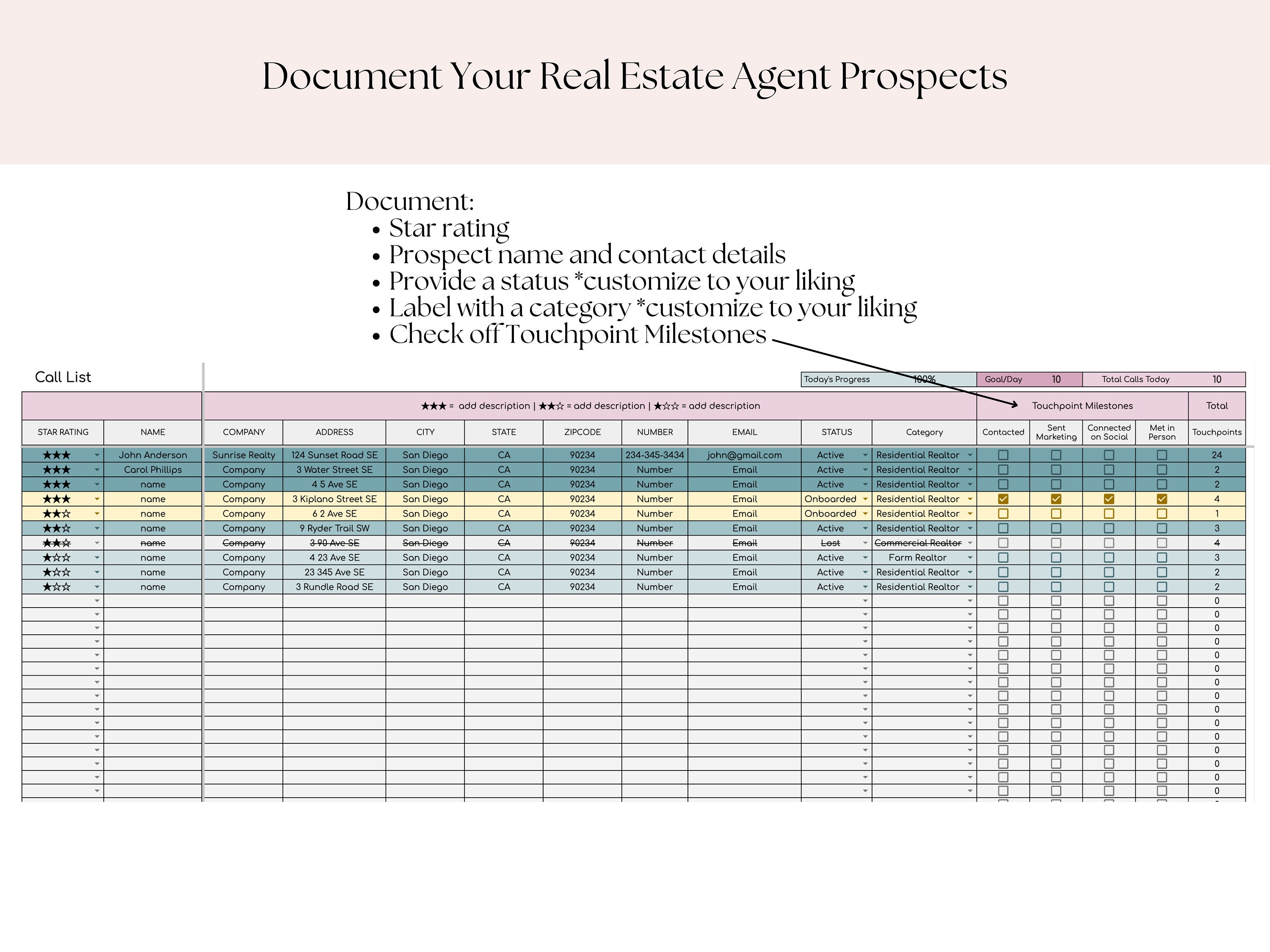 Transaction Coordinator Business Prospect Tracker Google Sheets ...