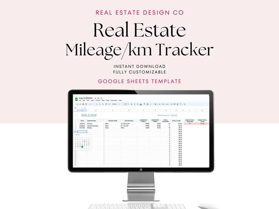 Real Estate Mileage Tracker KM Tracker Google Sheets - Etsy