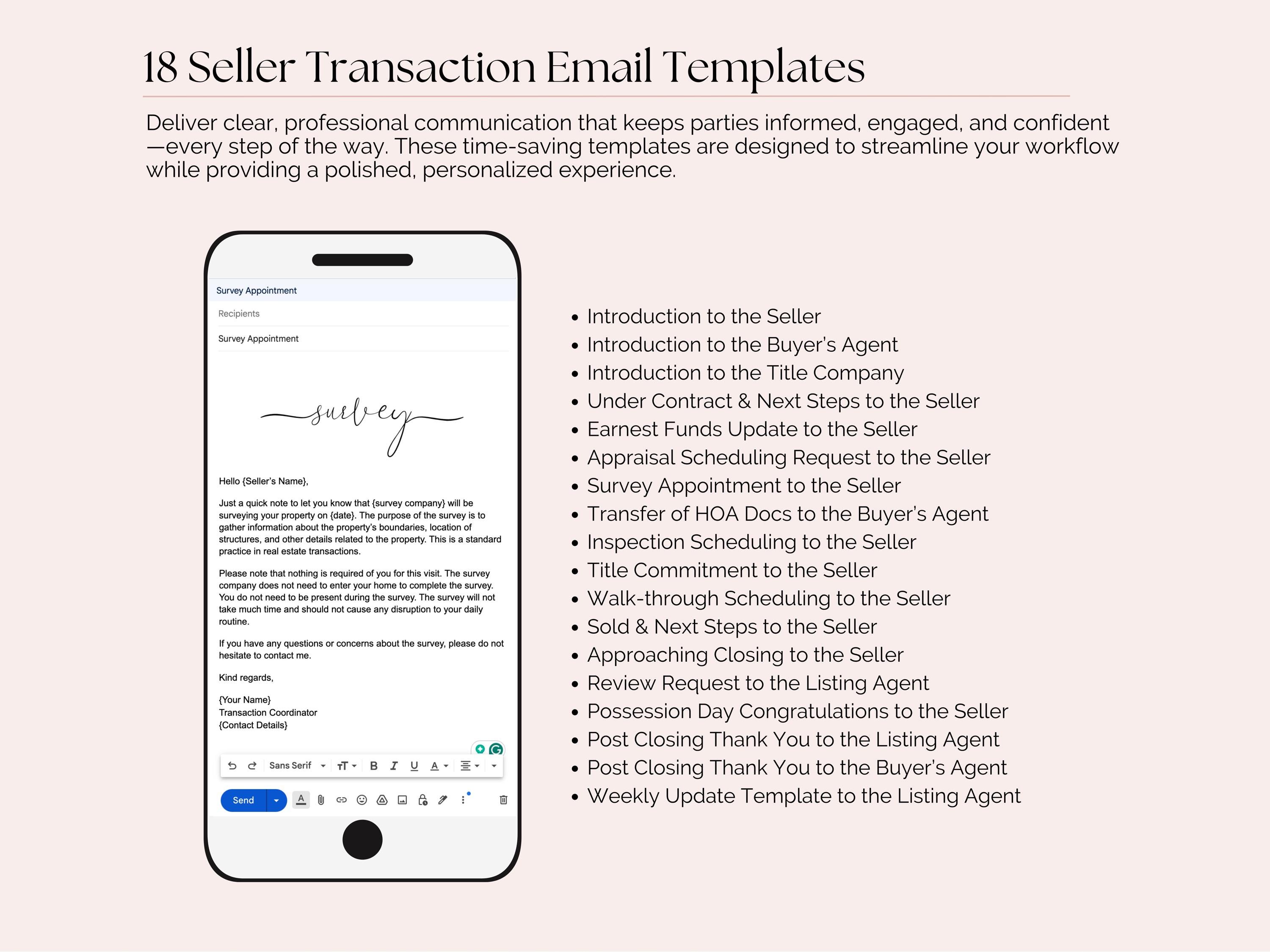 Real Estate Transaction Coordinator Email Templates: Google Docs ...