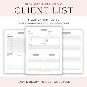 Real Estate Client List Canva Template, Client Touchpoint Tracker ...
