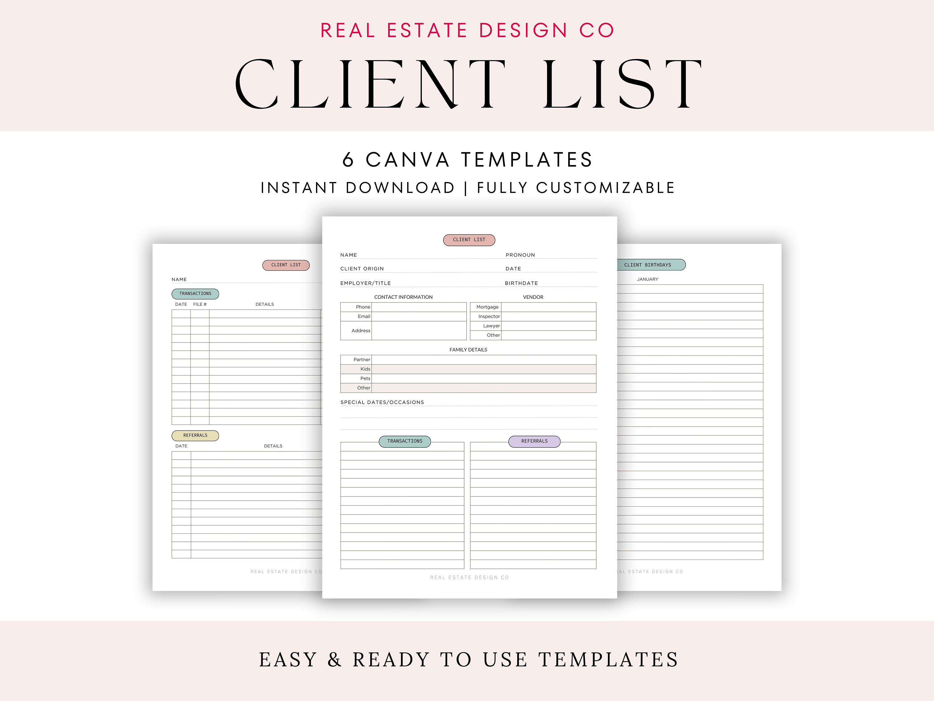 Real Estate Client List Canva Template, Client Touchpoint Tracker ...