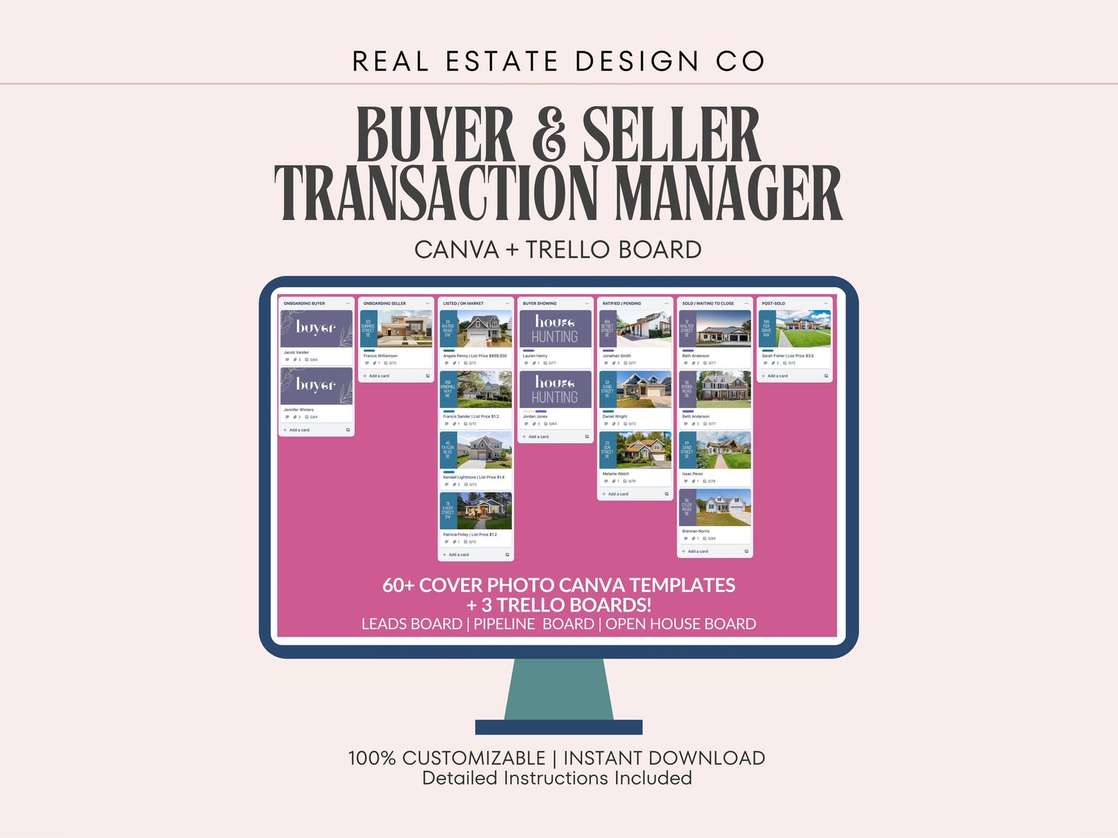 Real Estate Trello Templates: Buyer Seller Transaction Manager, Leads ...