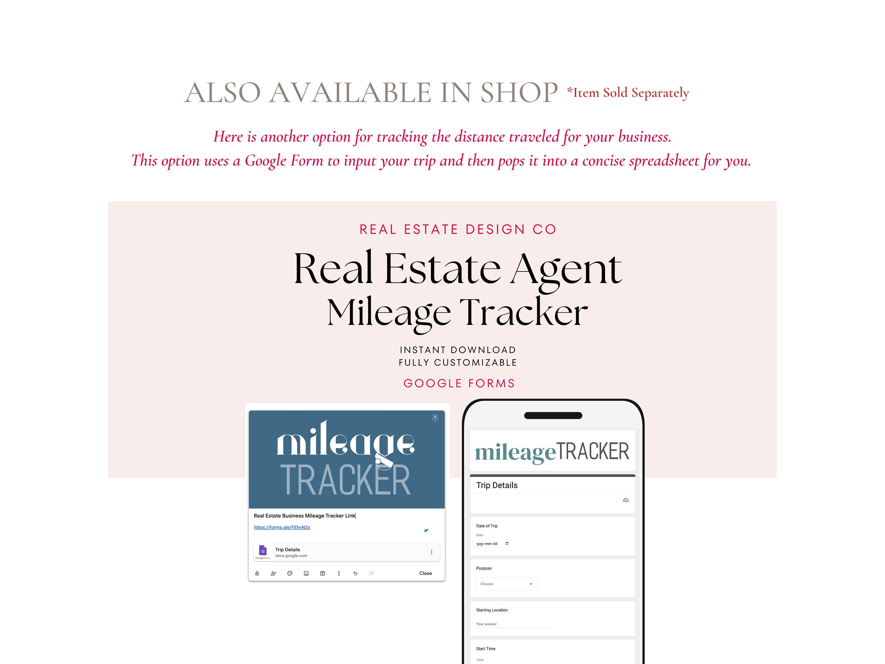 Real Estate Mileage Tracker, KM Tracker, Google Sheets Business Tools ...