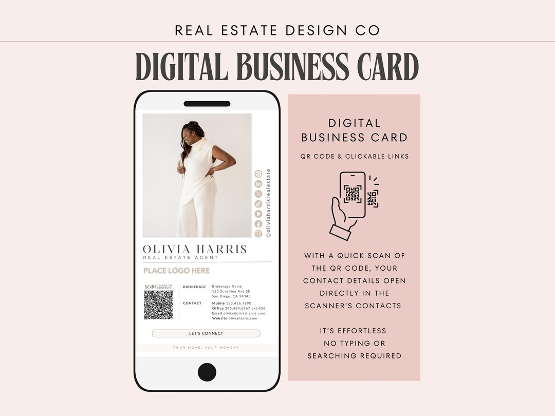 Real Estate Digital Business Card: QR Code, Clickable Links, Canva ...
