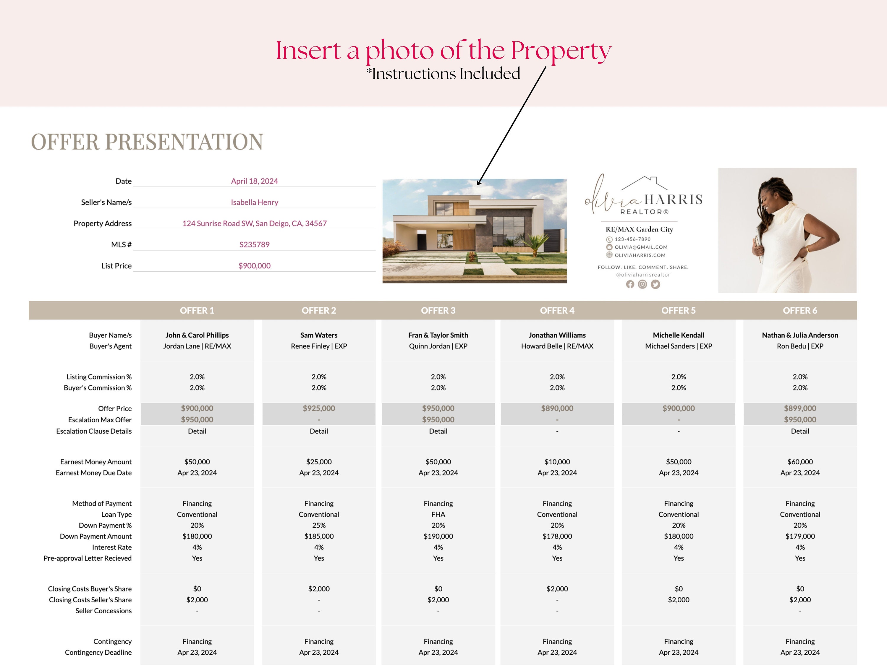 Real Estate Multiple Offer Comparison Presentation Google Sheets ...