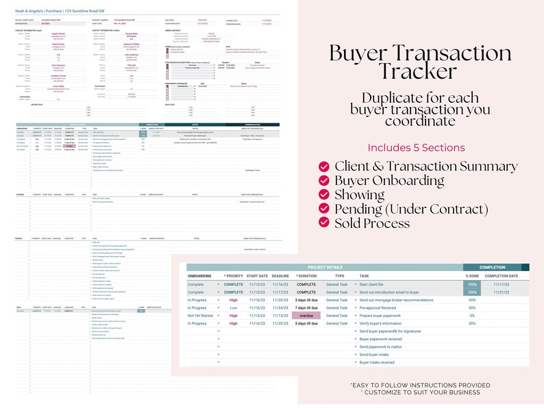 Transaction Coordinator Google Sheets Mini Bundle, Transaction Pipeline ...