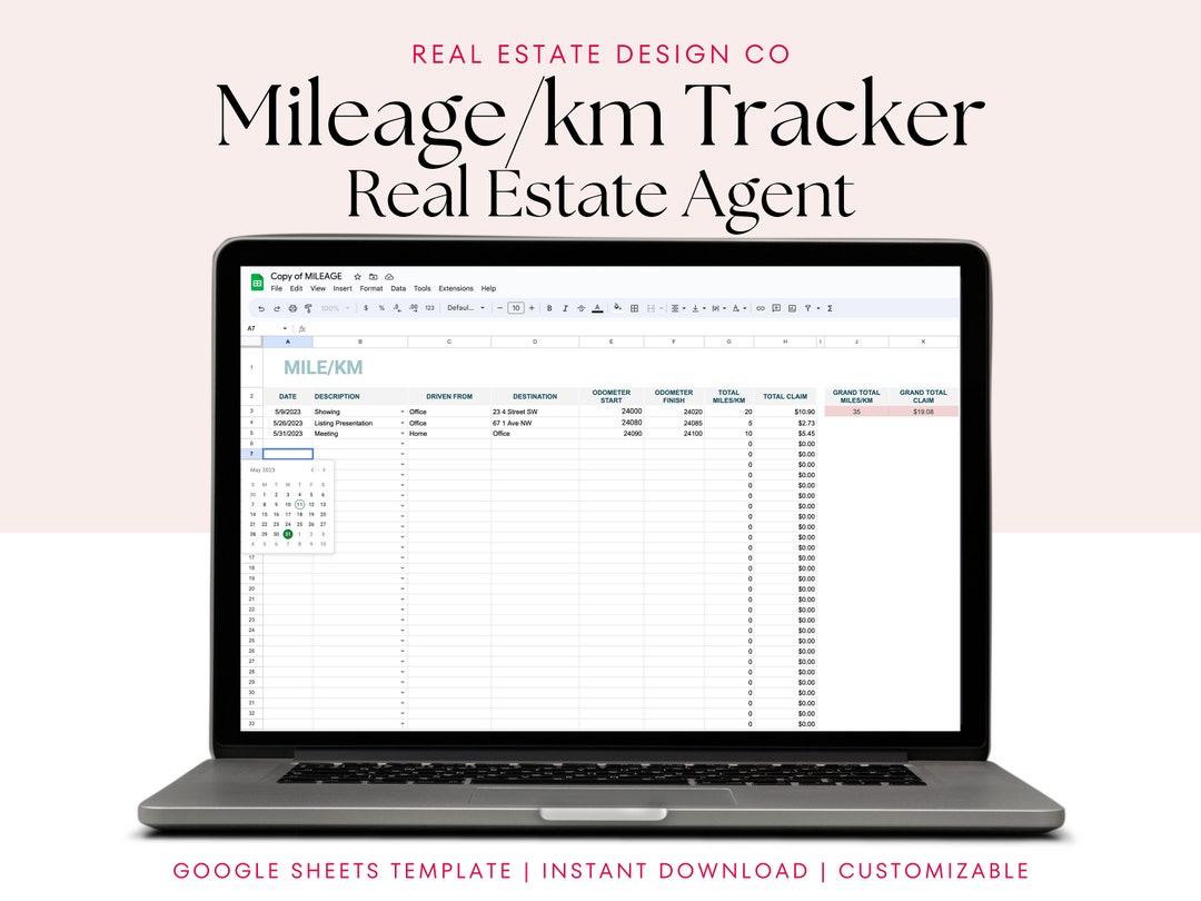 Real Estate Mileage Tracker, KM Tracker, Google Sheets Business Tools ...