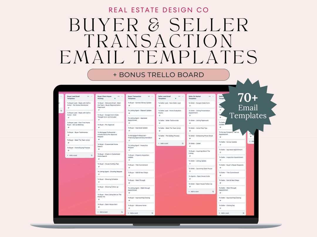 Real Estate Agent Buyer and Seller Email Templates With Bonus Trello ...