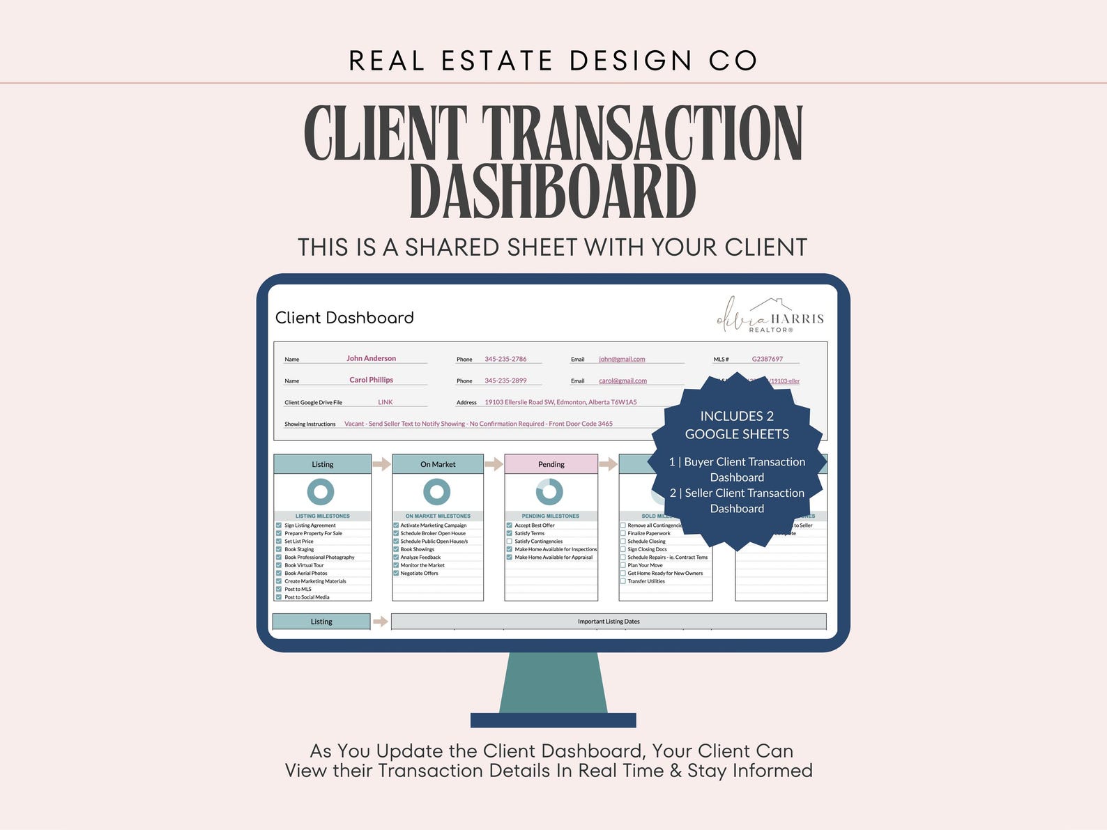 Real Estate Buyer and Seller Client Transaction Dashboard, Google ...