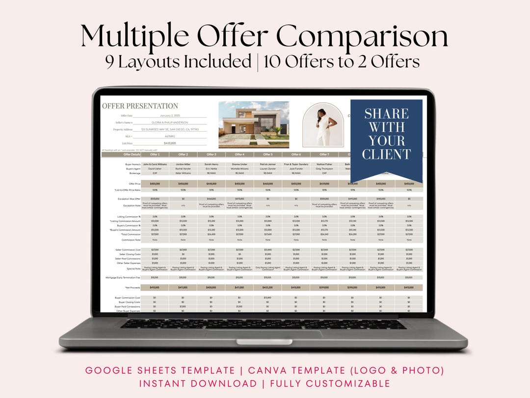 Real Estate Multiple Offer Comparison Presentation Google Sheets ...