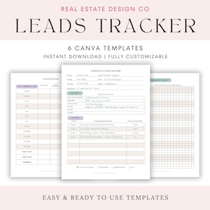Real Estate Leads Tracker Canva Template, Track Individual Leads, Track ...