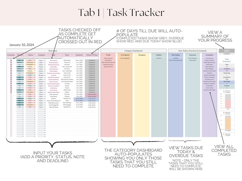 To-do List Task Tracker With Monthly Dynamic Calendar and Habit Tracker ...