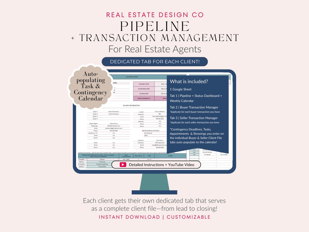 Real Estate Pipeline + Transaction Management System: Google Sheets ...