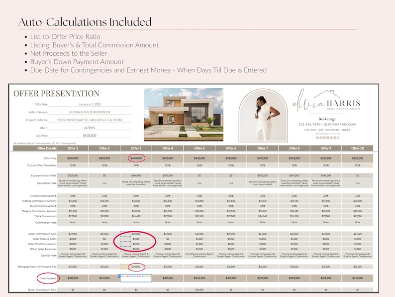 Real Estate Multiple Offer Comparison Google Sheet Plus Bonus Canva ...