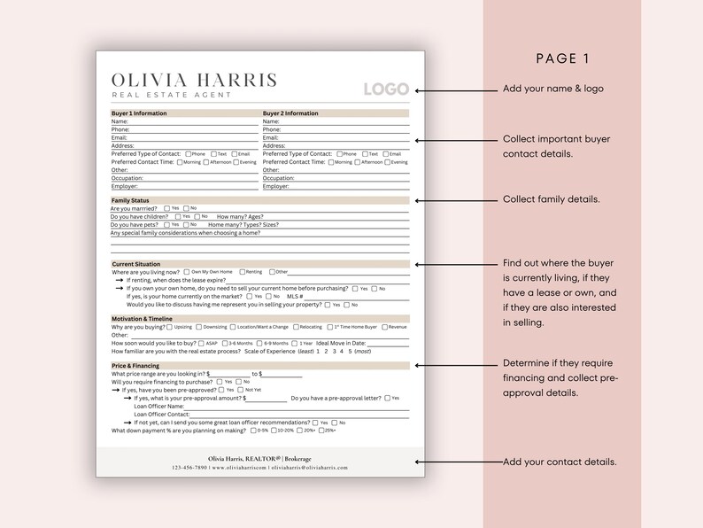 Real Estate Buyer Intake Questionnaire, Onboarding Form, Client Intake ...