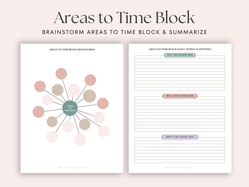 Real Estate Agent Time Blocking Planner Canva Template, Daily Weekly ...