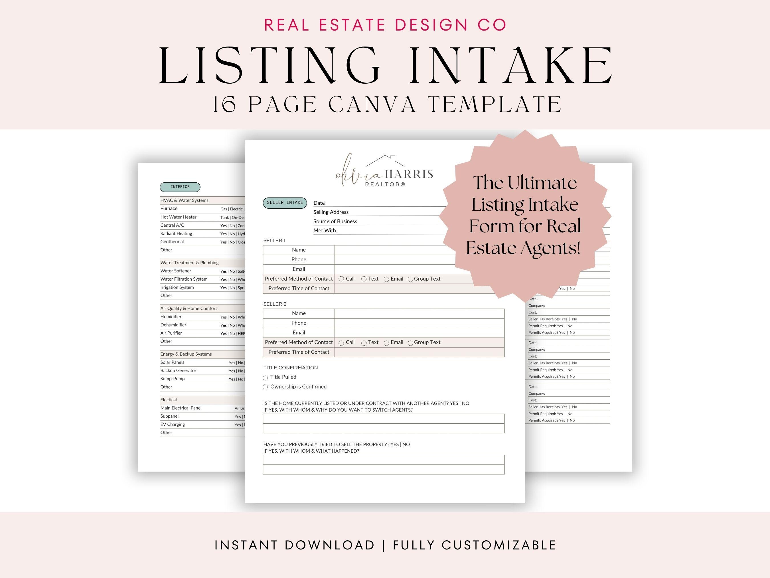 Real Estate Listing Presentation Property Intake, Listing Appointment ...